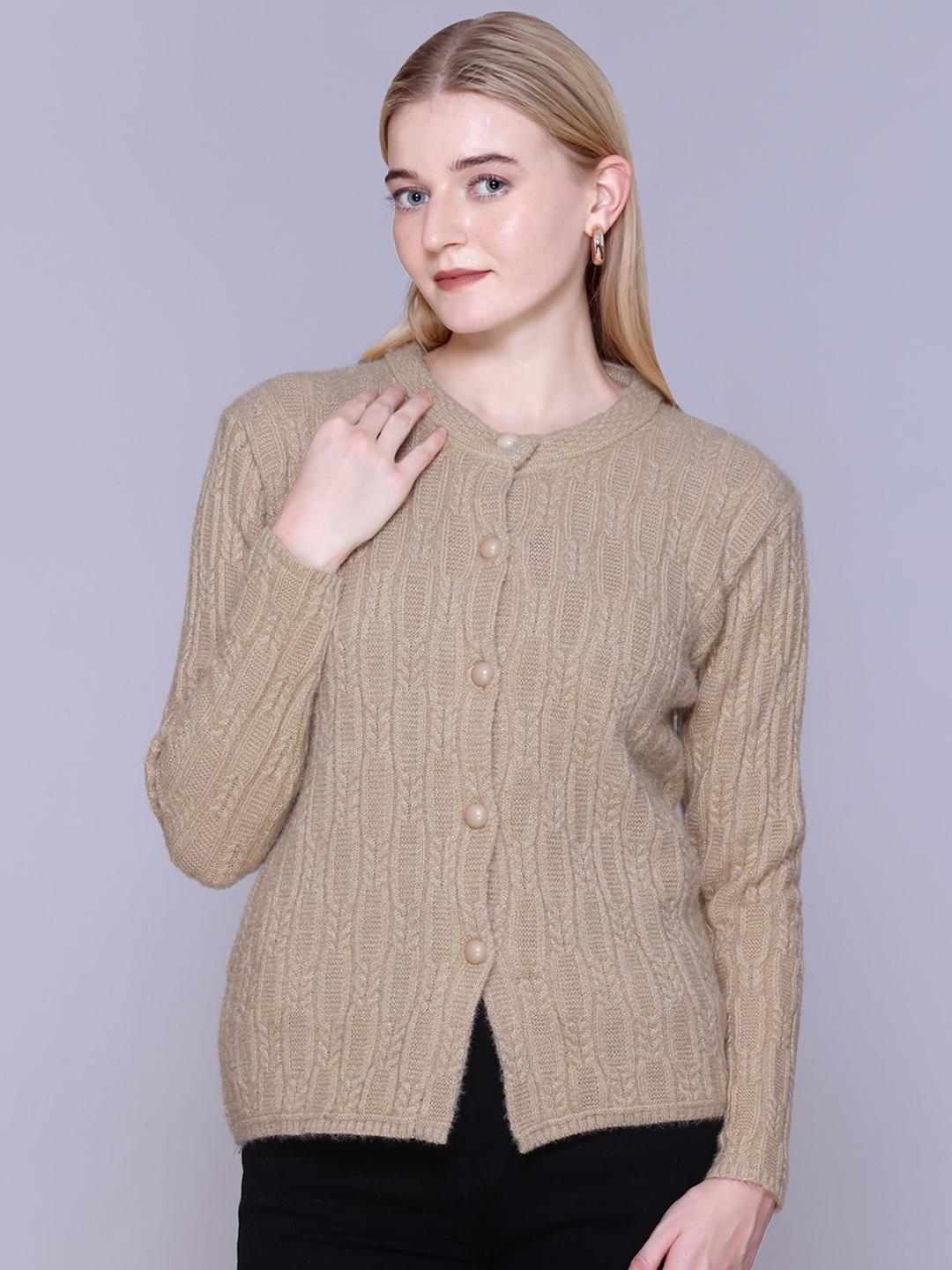 Buy FIRST SLEEP Women Solid Round Neck Full Sleeve Woollen Cardigan ...