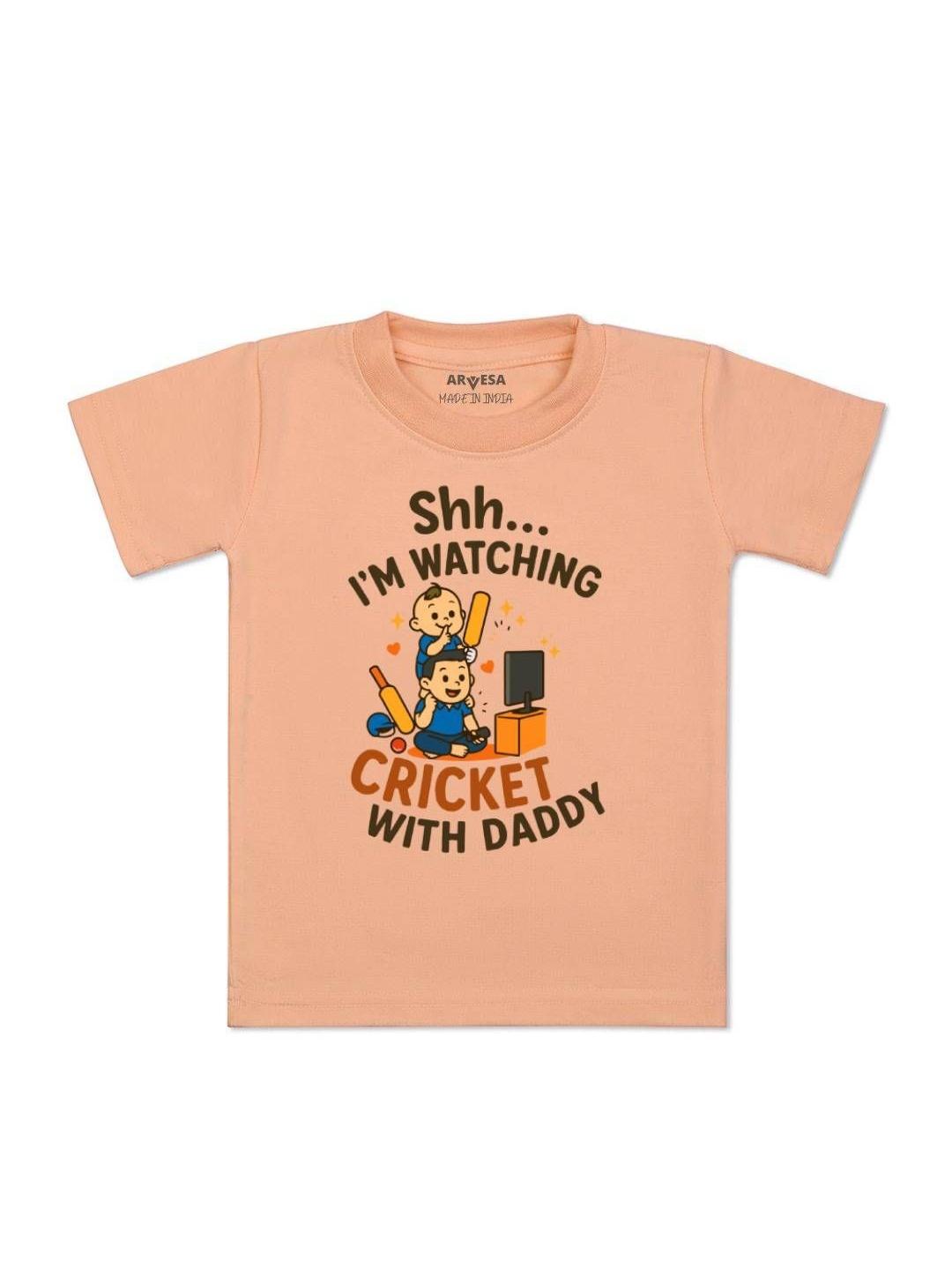Buy Shh I'm Watching Cricket With Daddy Printed Kids Tshirt - Tshirts ...