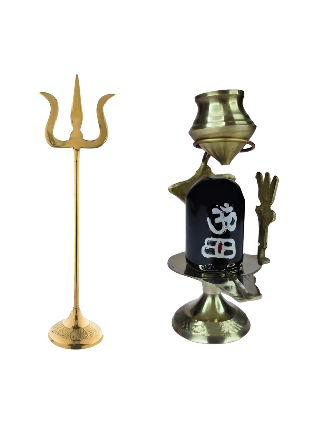 Buy Adhvik Gold Toned 2 Pieces Round Trishul Stand With Mahadev ...