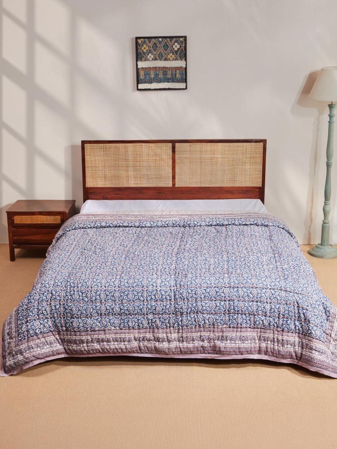 Buy Fabindia Purple & Red Ethnic Motifs Mild Winter 354 GSM Double Bed ...