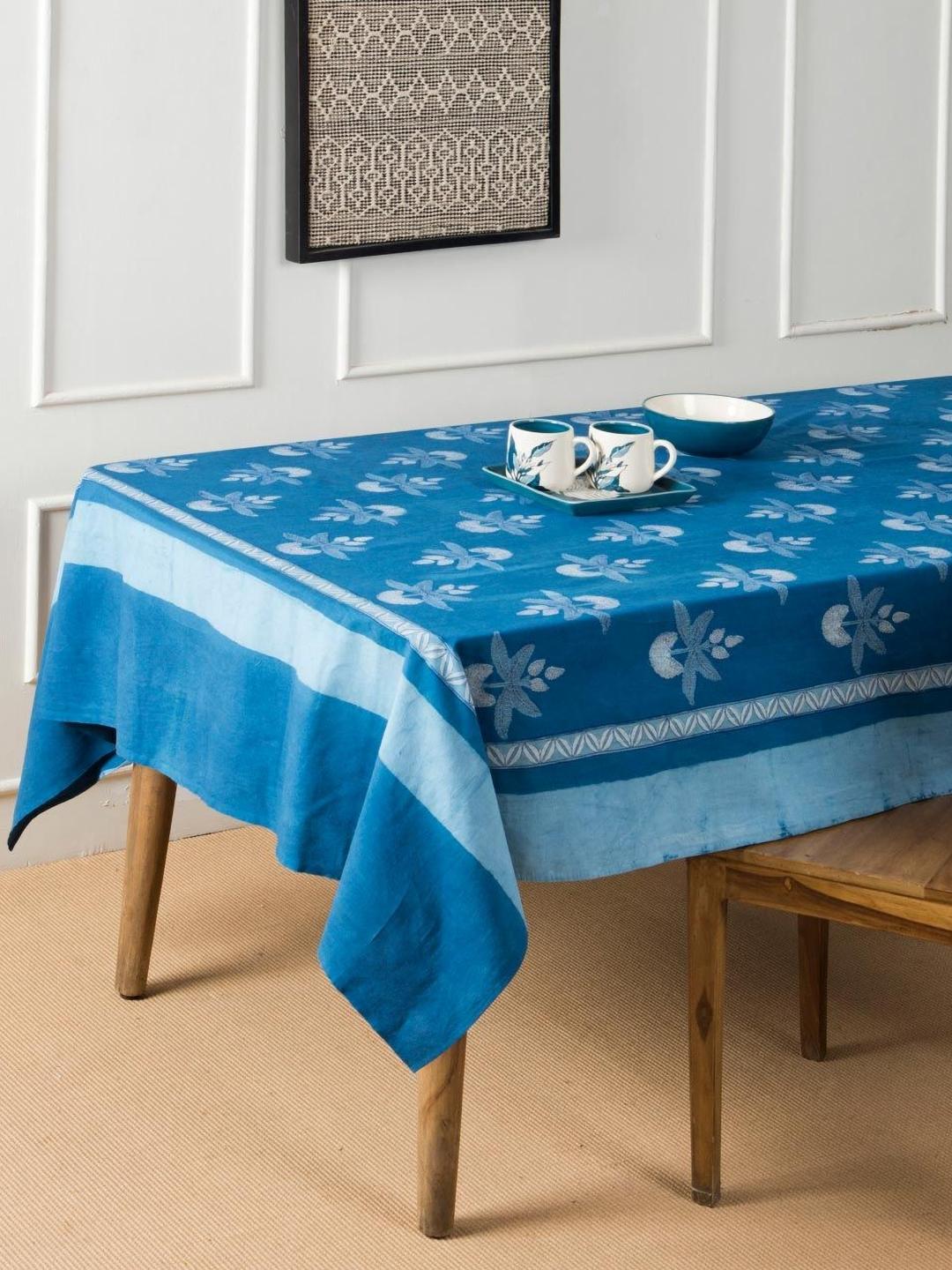 Buy Fabindia Blue & White Ethnic Motifs Cotton 6 Seater Table Cover ...