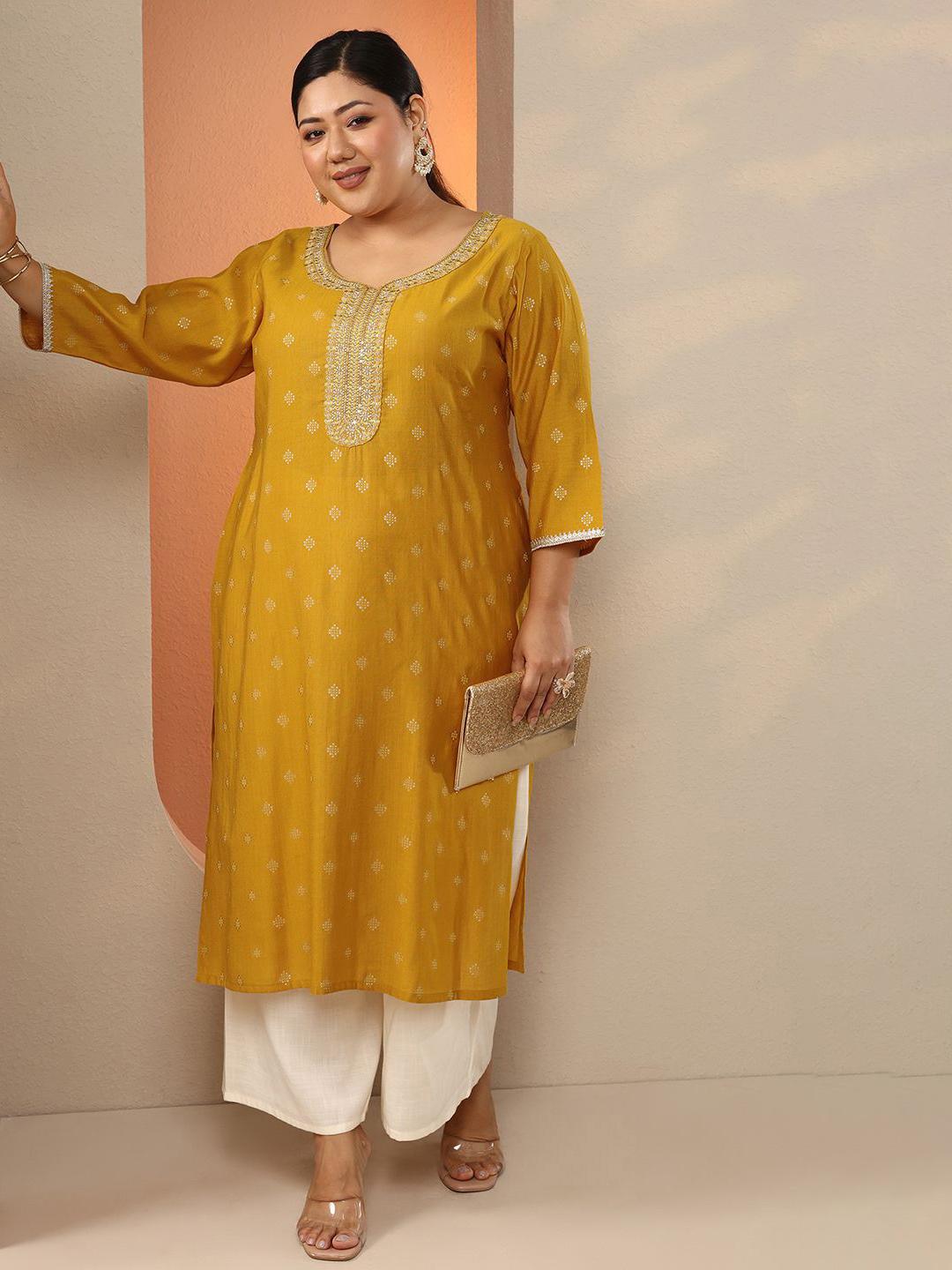 Buy EXTRA LOVE BY LIBAS Women Ethnic Motifs Thread Work Kurta - Kurtas ...