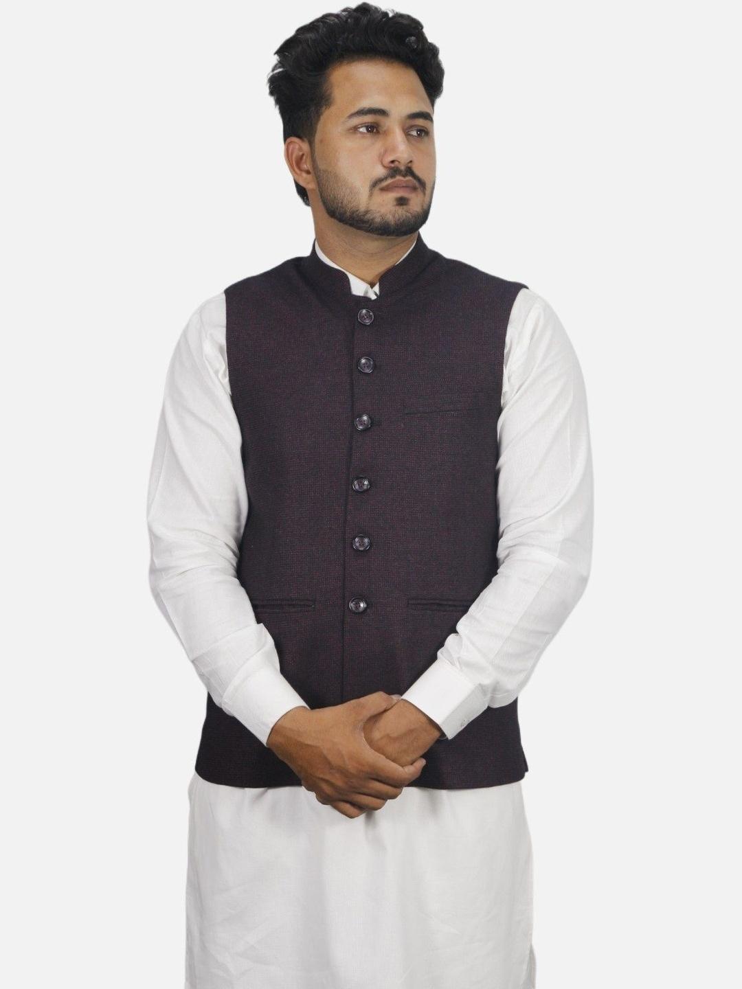 Buy GARGIAN Master Cut Mandarin Collar Sleeveless Nehru Jacket ...