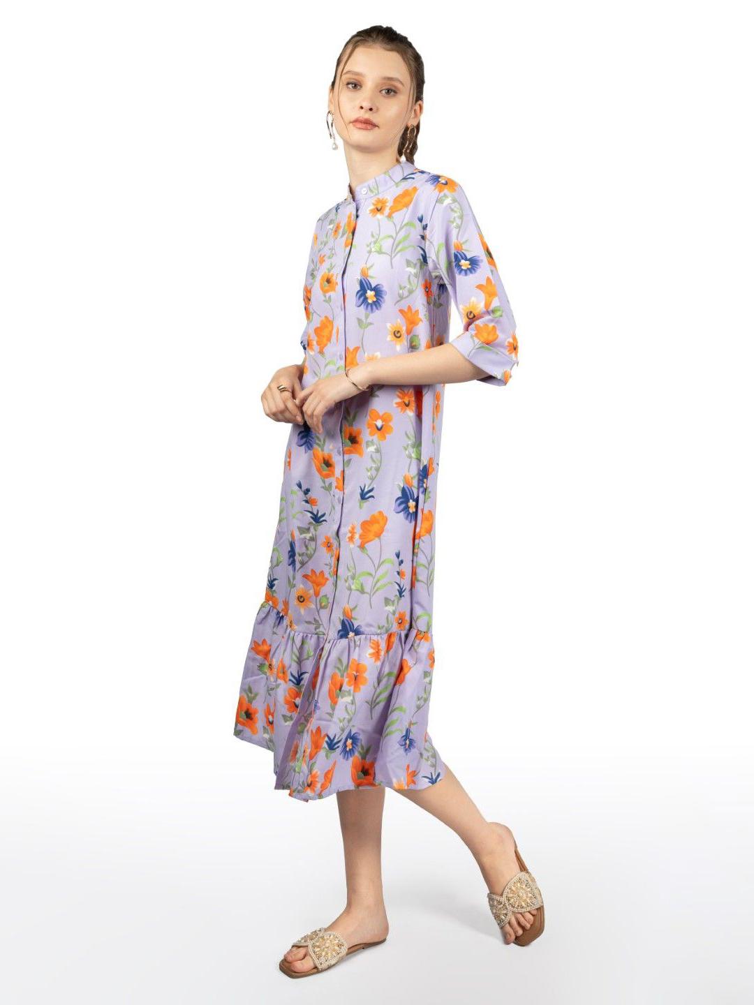 Buy CORY EDGE Women Floral Printed Ruffled A Line Midi Dress - Dresses for Women 36972758 | Myntra