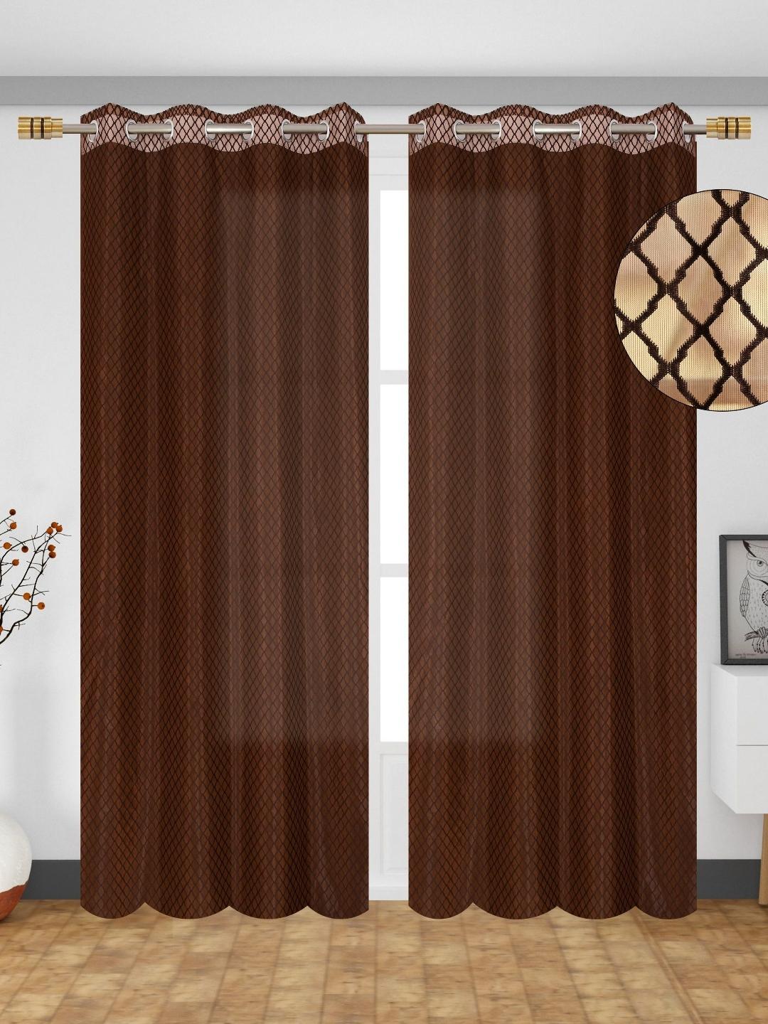 Buy GEET CREATIONS Coffee Brown Toned 2 Pieces Sheer Cross Net Door ...
