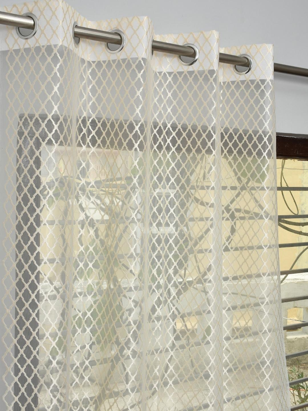 Buy GEET CREATIONS Cream And Gold Toned Sheer Cross Net Long Door ...
