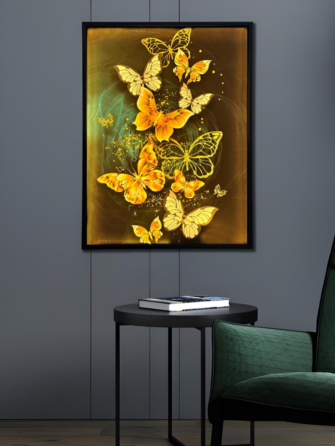 Buy Art Street Gold Toned & White Butterfly LED Canvas Wall Art - Wall ...