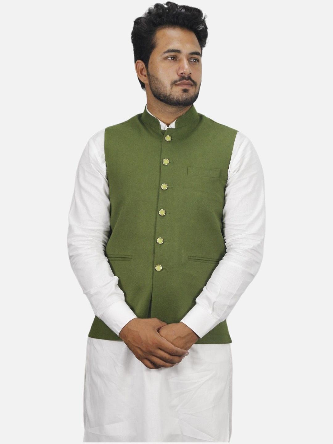 Buy GARGIAN Master Cut Mandarin Collar Sleeveless Nehru Jacket ...