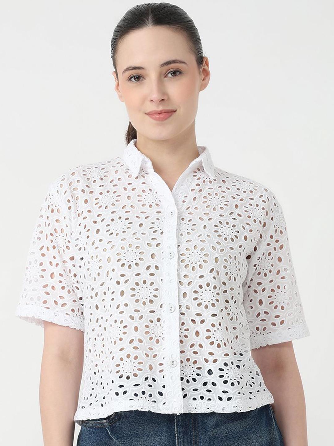 Buy Kraus Jeans Self Design Cotton Slim Fit Sheer Casual Shirt - Shirts ...