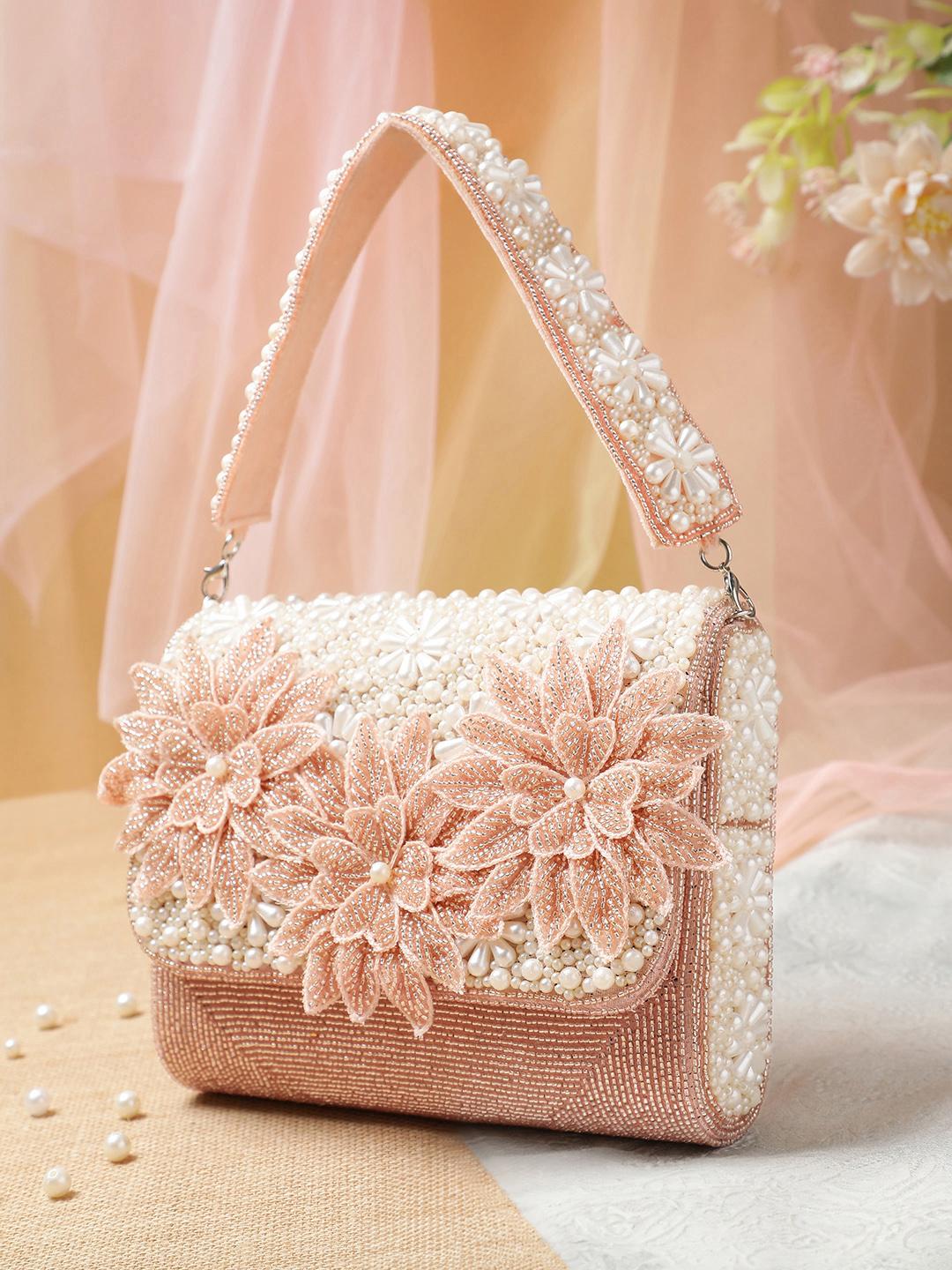 Buy Anekaant Blush & Bead Dusty Pink & Pearls White Floral Cutwork ...