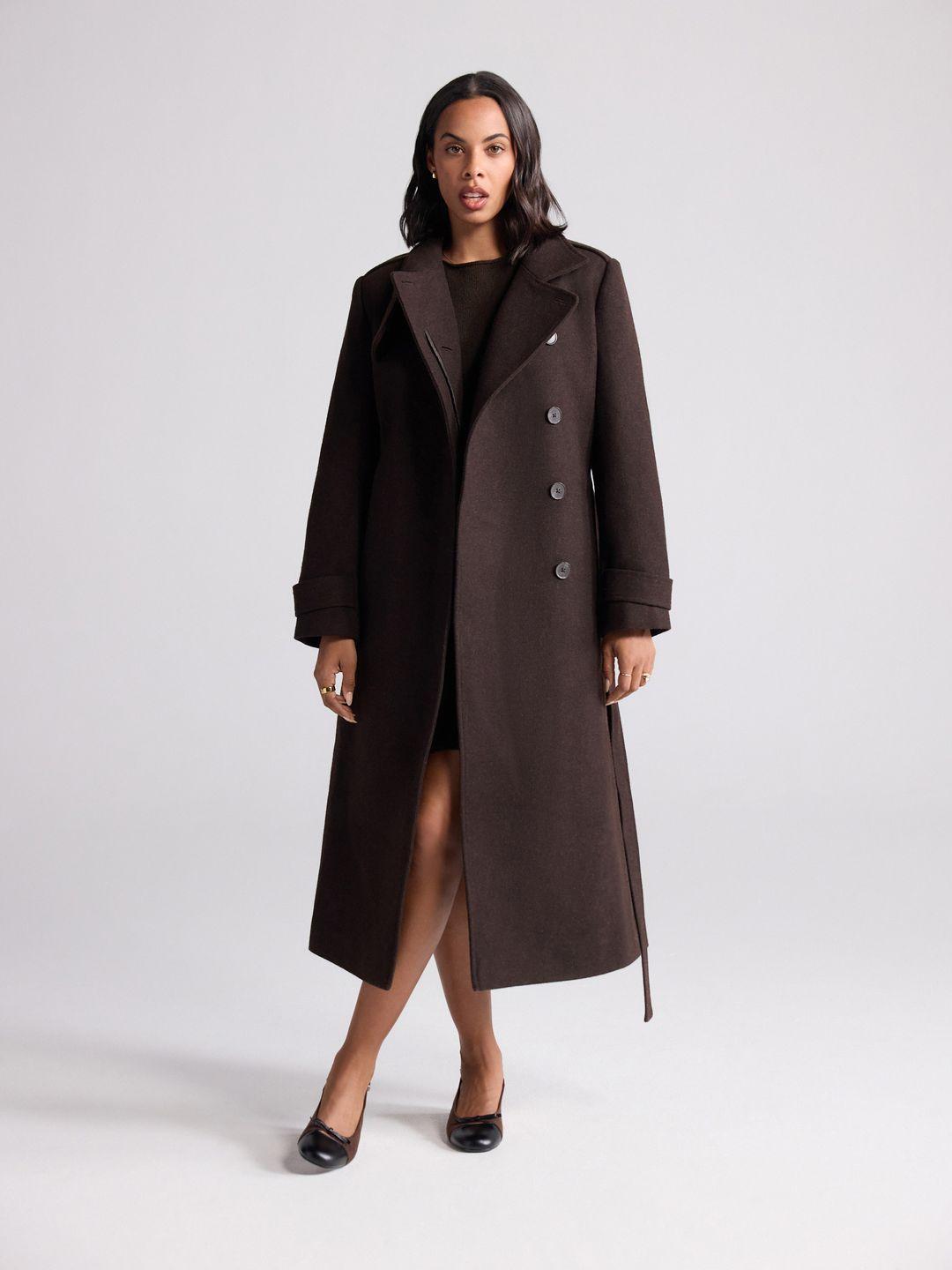 Buy NEXT Women Single Breasted Belted Longline Pea Coat - Coats for ...