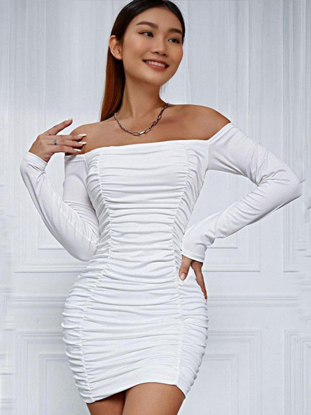 Buy StyleCast Women Off Shoulder Ruched Bodycon Mini Dress - Dresses ...