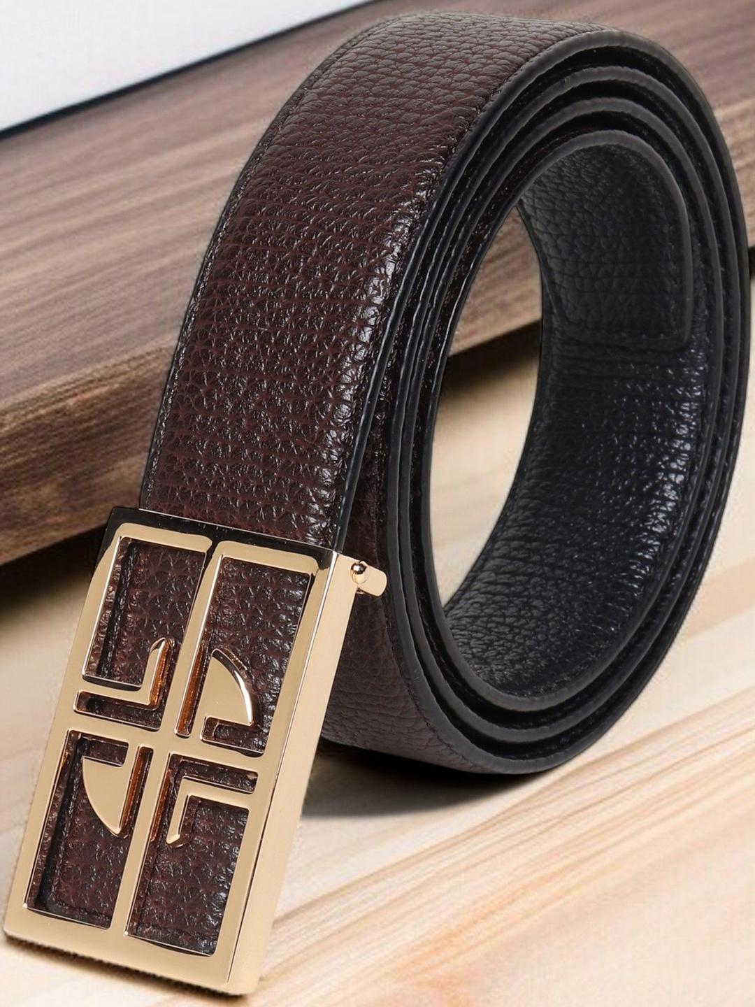 Buy Roadster Men Textured PU Reversible Formal Belt - Belts for Men ...