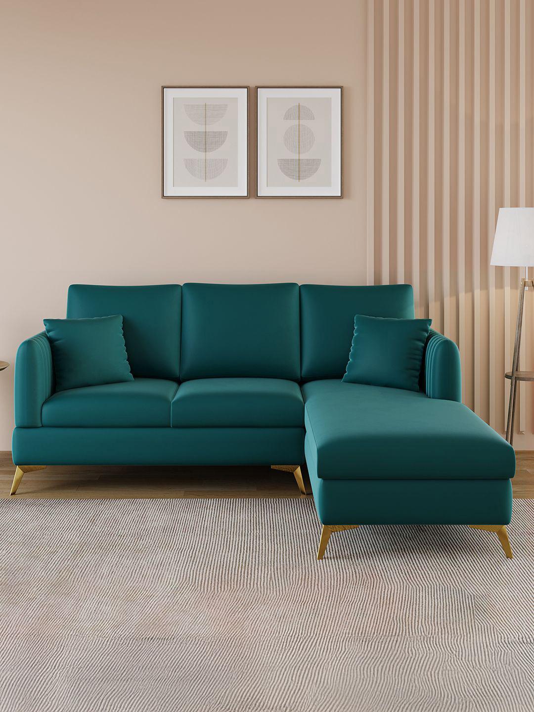 Buy ARRA Zara Teal Green 5 Seater Right Facing Coner Velvet Sofa - Sofa ...