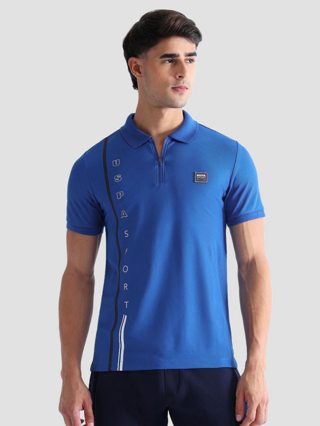 Buy USPA Active Sport Men Brand Logo Printed Polo Collar Slim Fit T ...