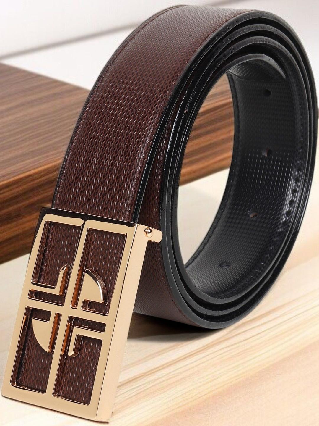 Buy Roadster Men Textured PU Reversible Formal Belt - Belts for Men ...