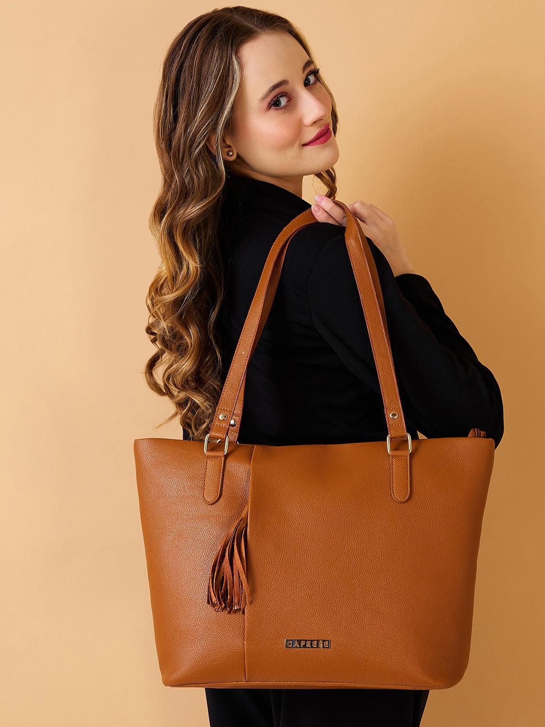Buy DressBerry X CAPRESE Scotty Women Tan Medium Tote Bag - Handbags ...