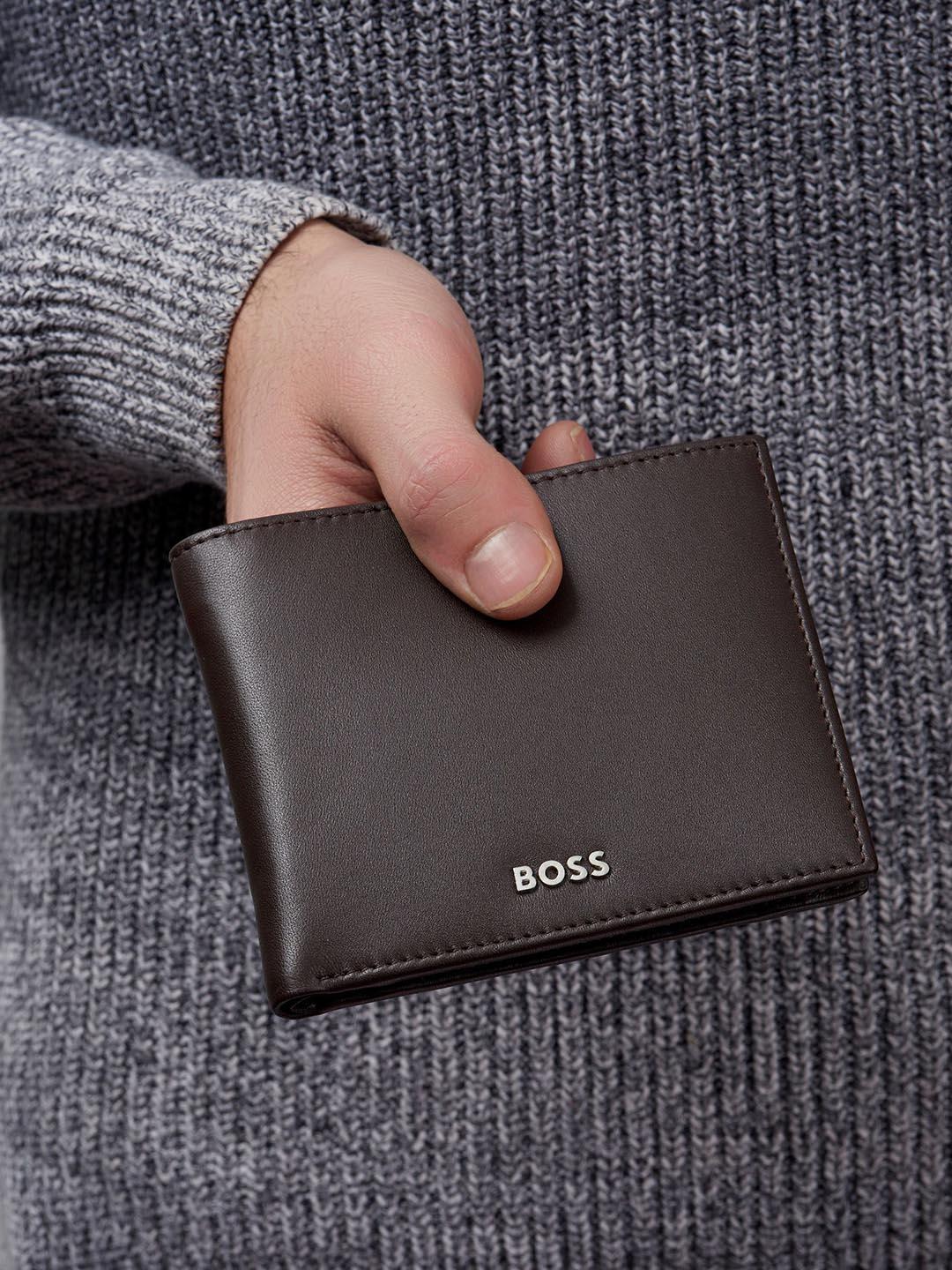 Buy Hugo Boss Men Leather Two Fold Wallet With Flap Classic Smooth ...