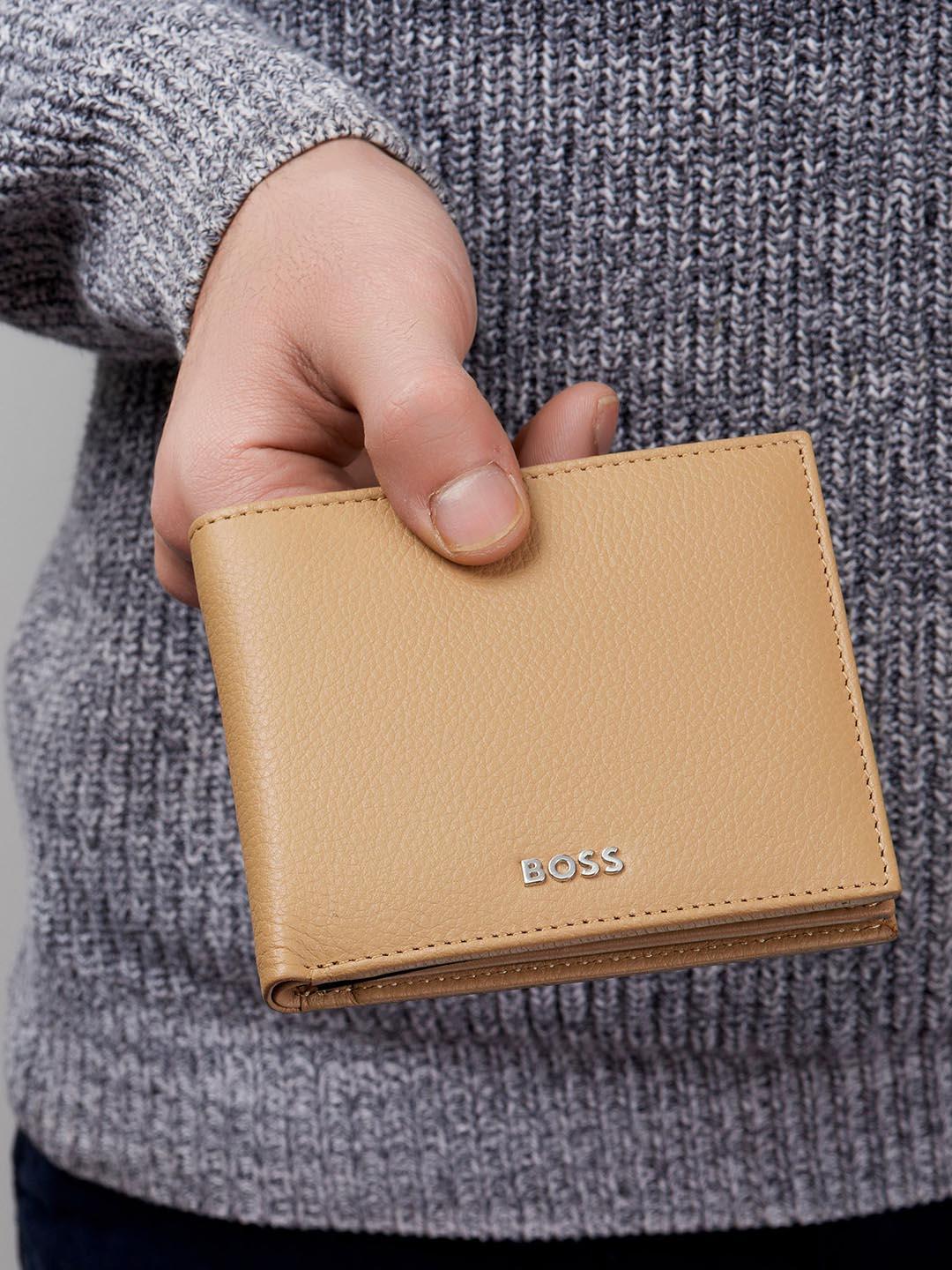 Buy Hugo Boss Men Leather Two Fold Wallet With Flap Classic Grained ...