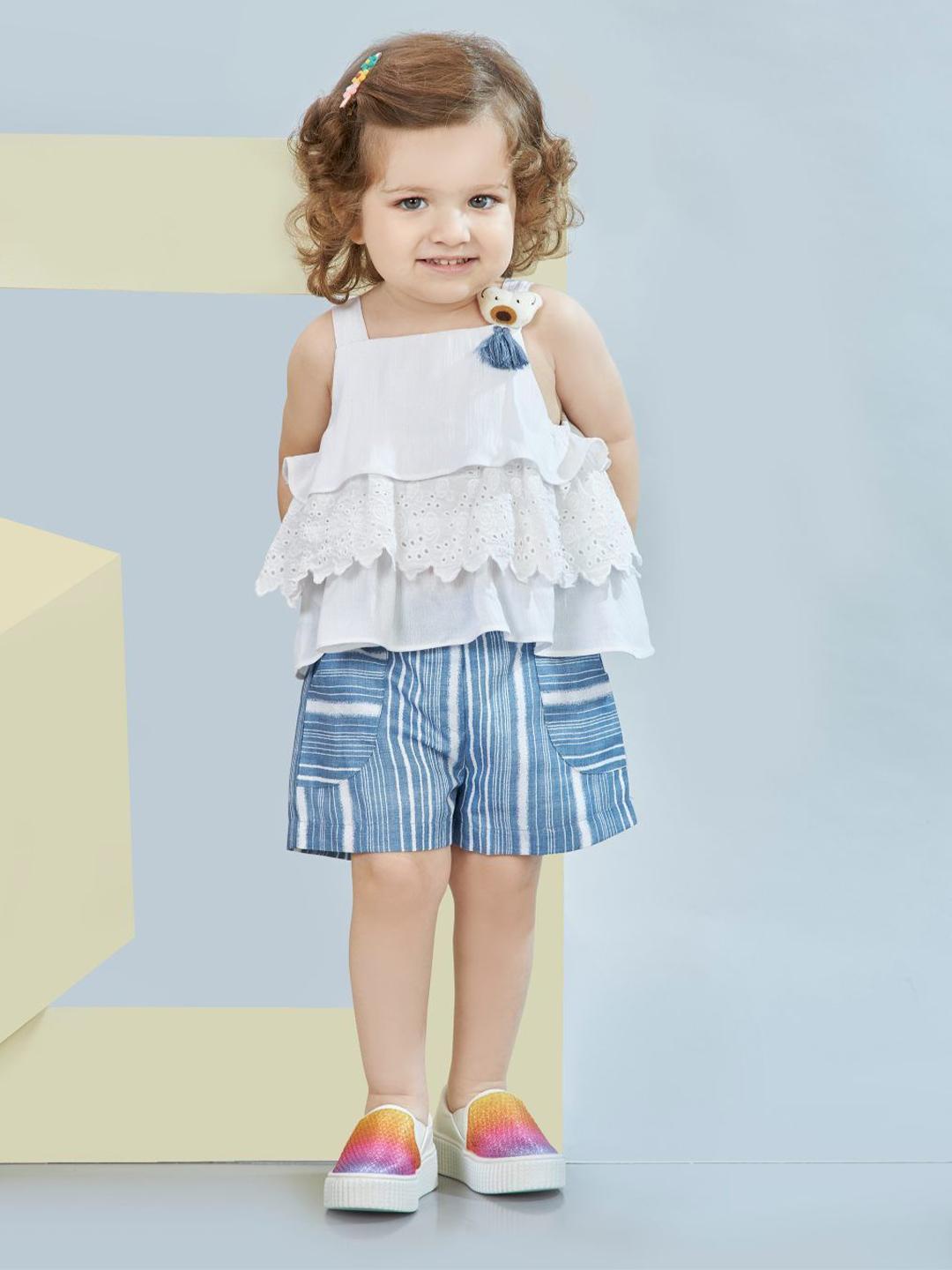 Buy Peppermint Girls Self Design Sleeveless Top With Shorts - Clothing ...