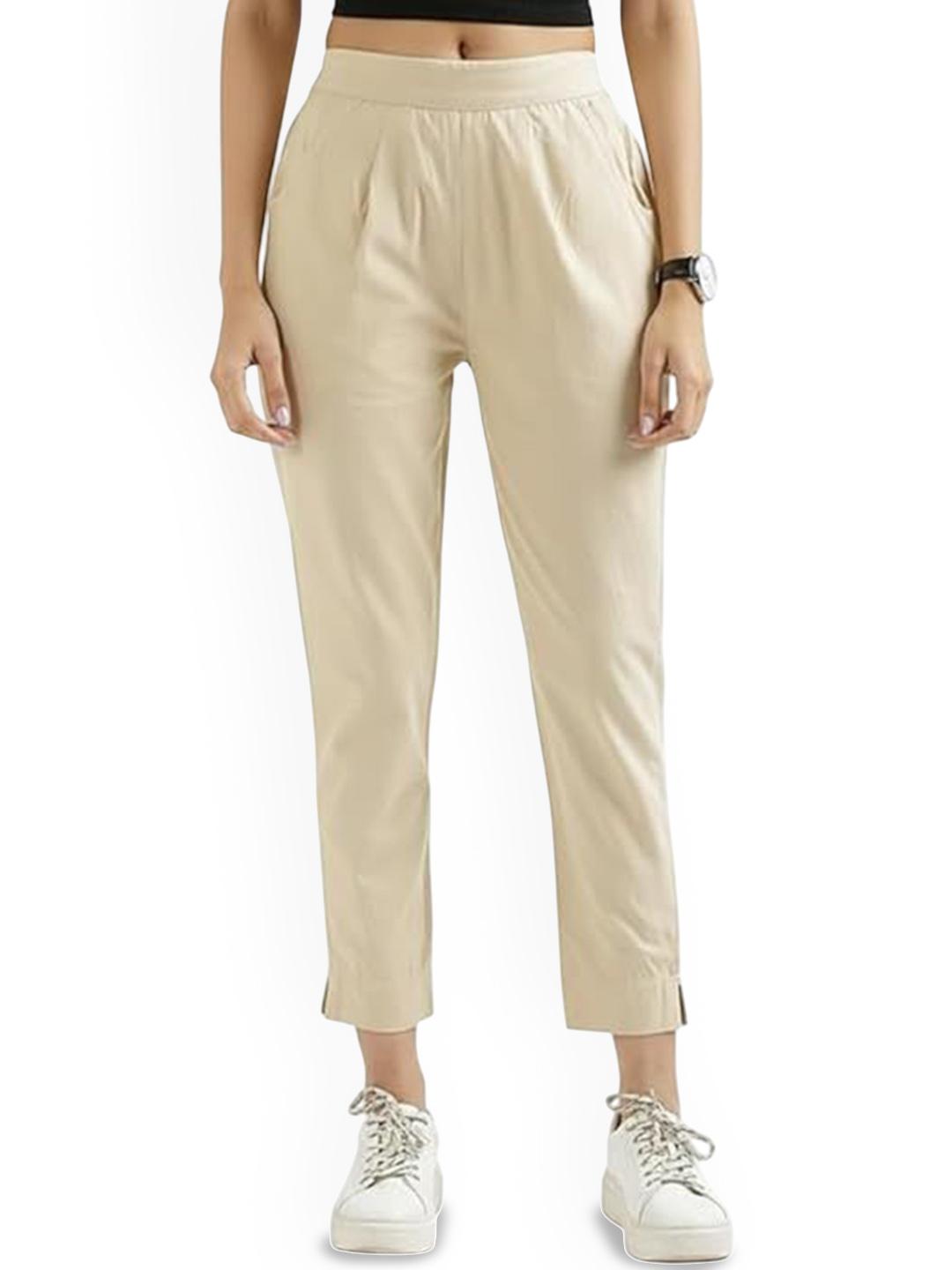 Buy Thrifty Thread Women Smart Regular Fit Mid Rise Cotton Trouser ...