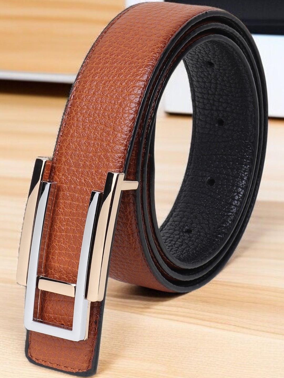 Buy Roadster Men Tan PU Reversible Belt With In Pin Buckle Double The ...