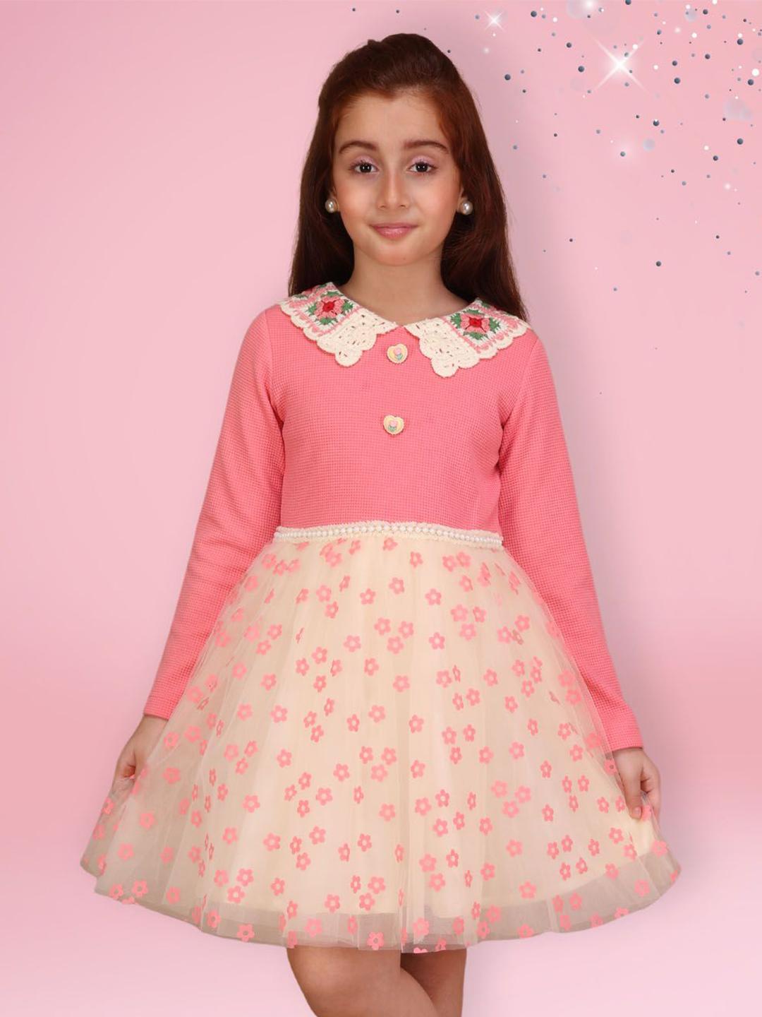 Buy CUTECUMBER Girls Floral Printed Net Fit & Flare Dress - Dresses for ...
