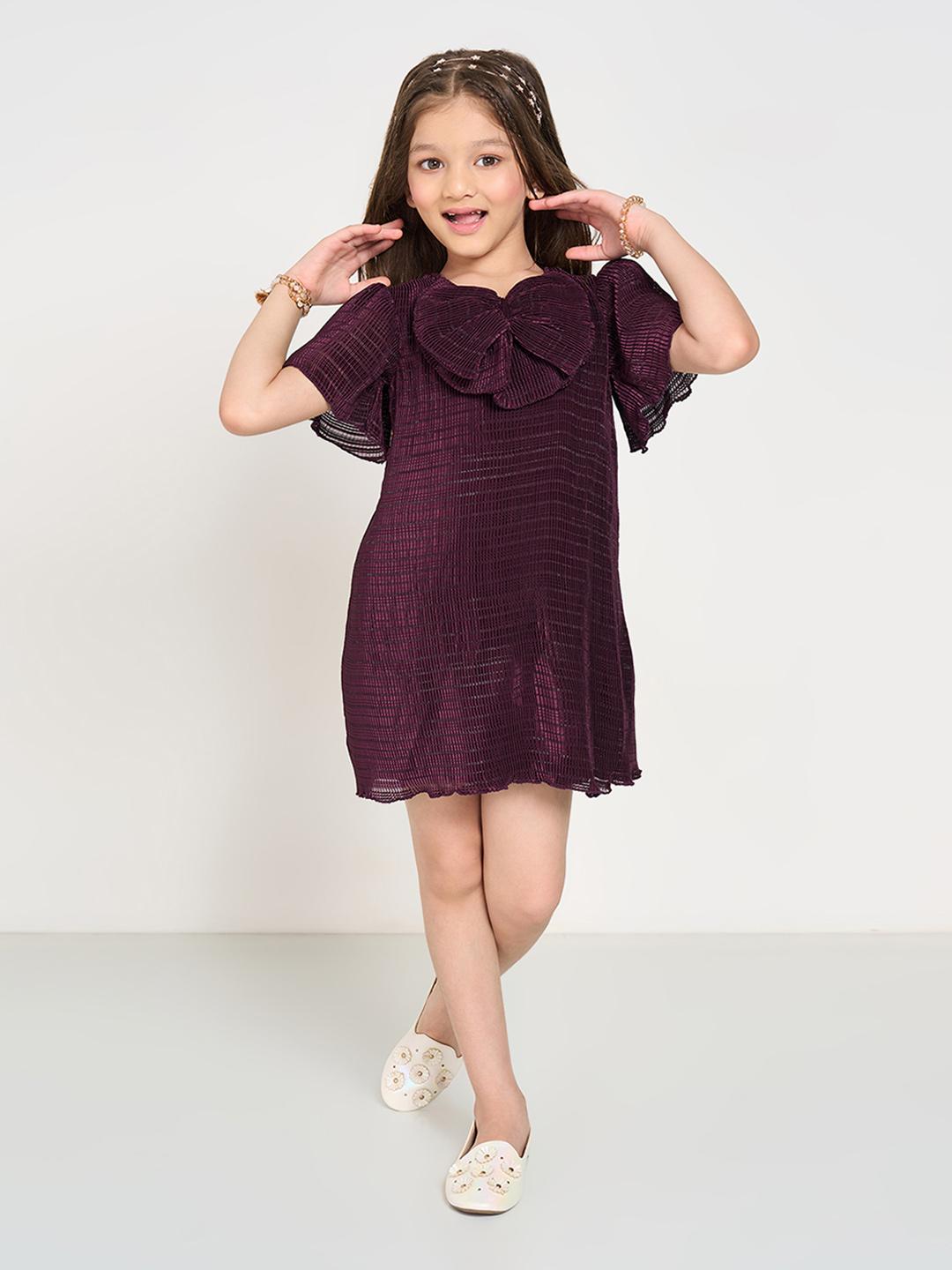 Buy Pantaloons Junior Girls Round Neck Self Design Flutter Sleeve A ...