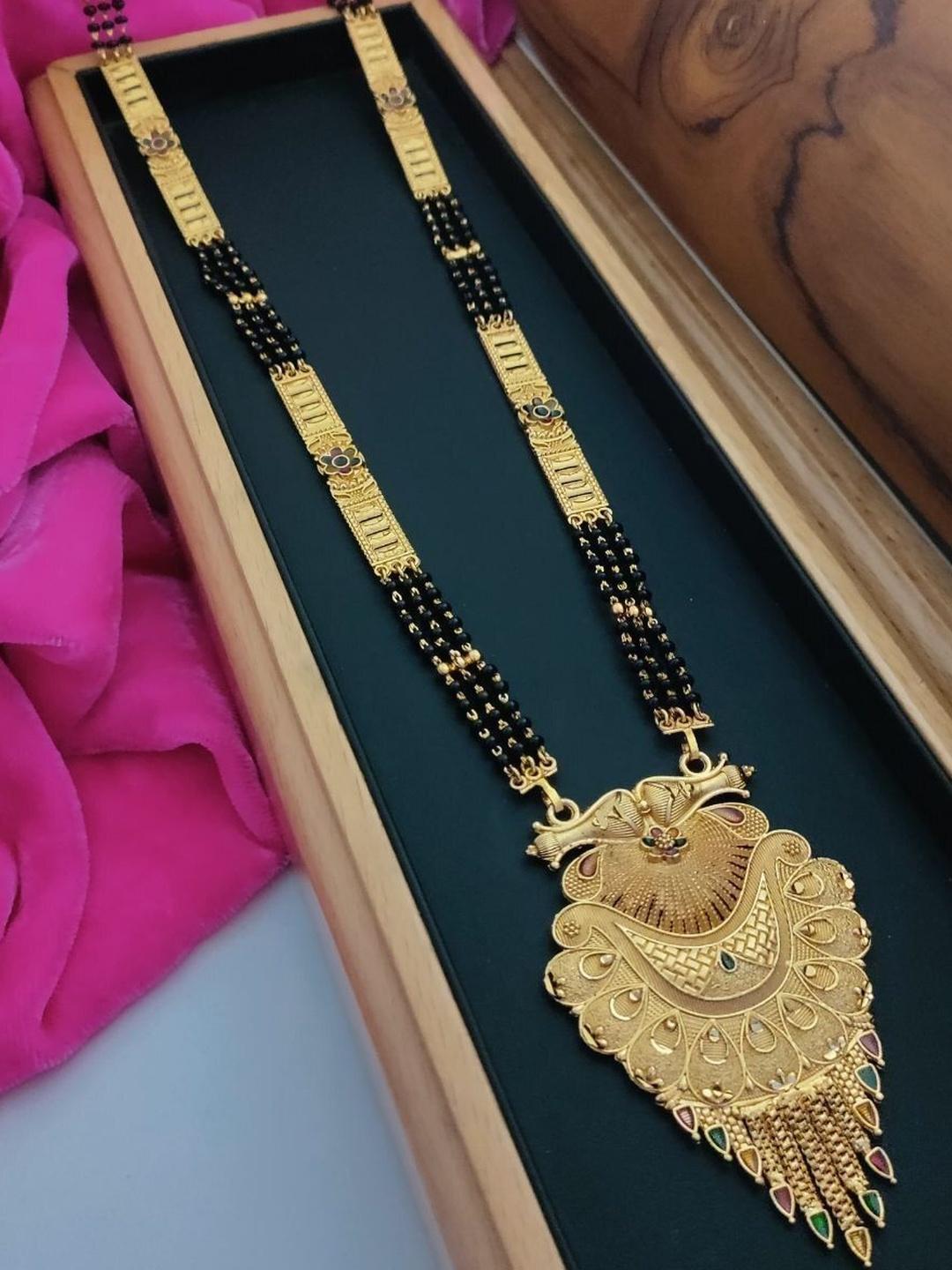 Buy OM KRISHIV COLLECTION Gold Plated Black Beaded Mangalsutra - Mangalsutra for Women 37019501 ...