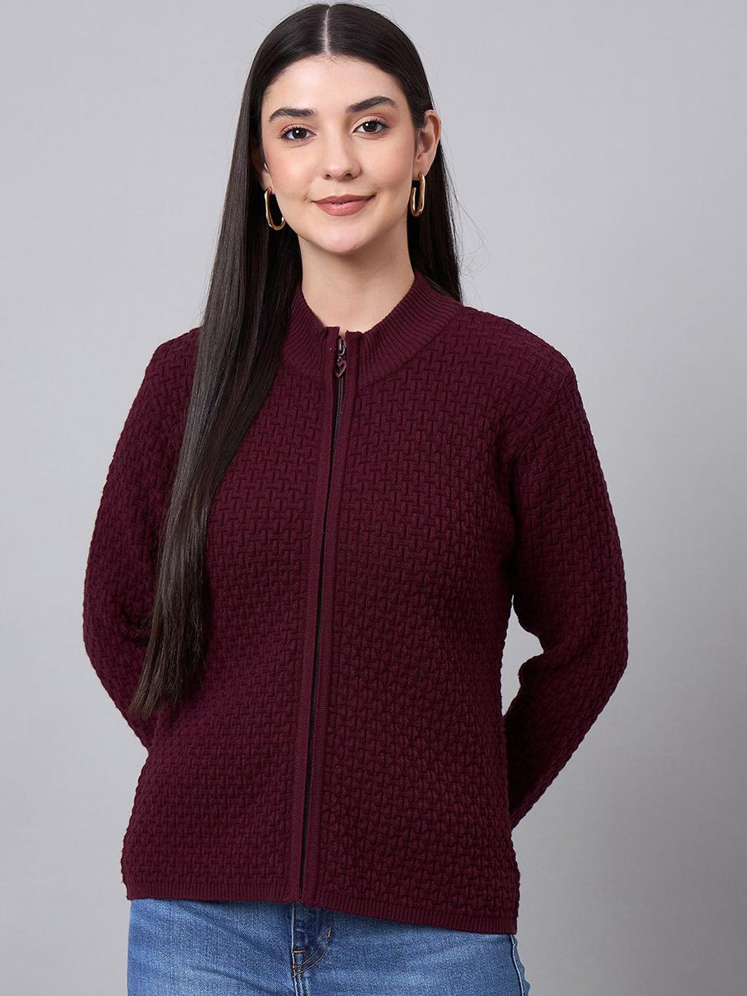 Buy Spink Women Self Design Mock Collar Cardigan Sweaters - Sweaters ...