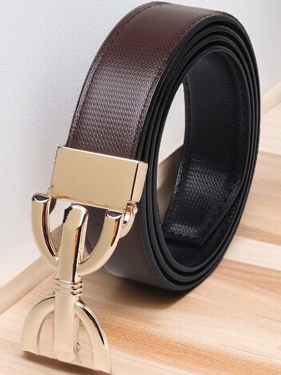 Buy Roadster Men Textured PU Reversible Formal Belt - Belts for Men ...