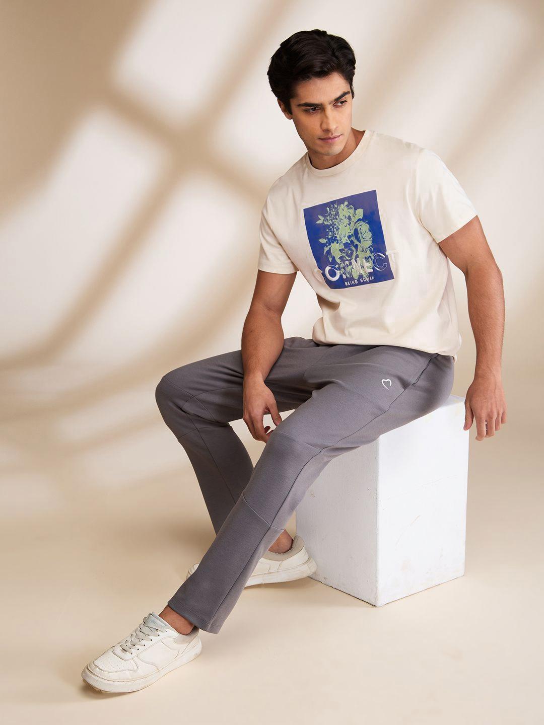 Buy Being Human Pure Cotton Typography Printed Applique T Shirt ...