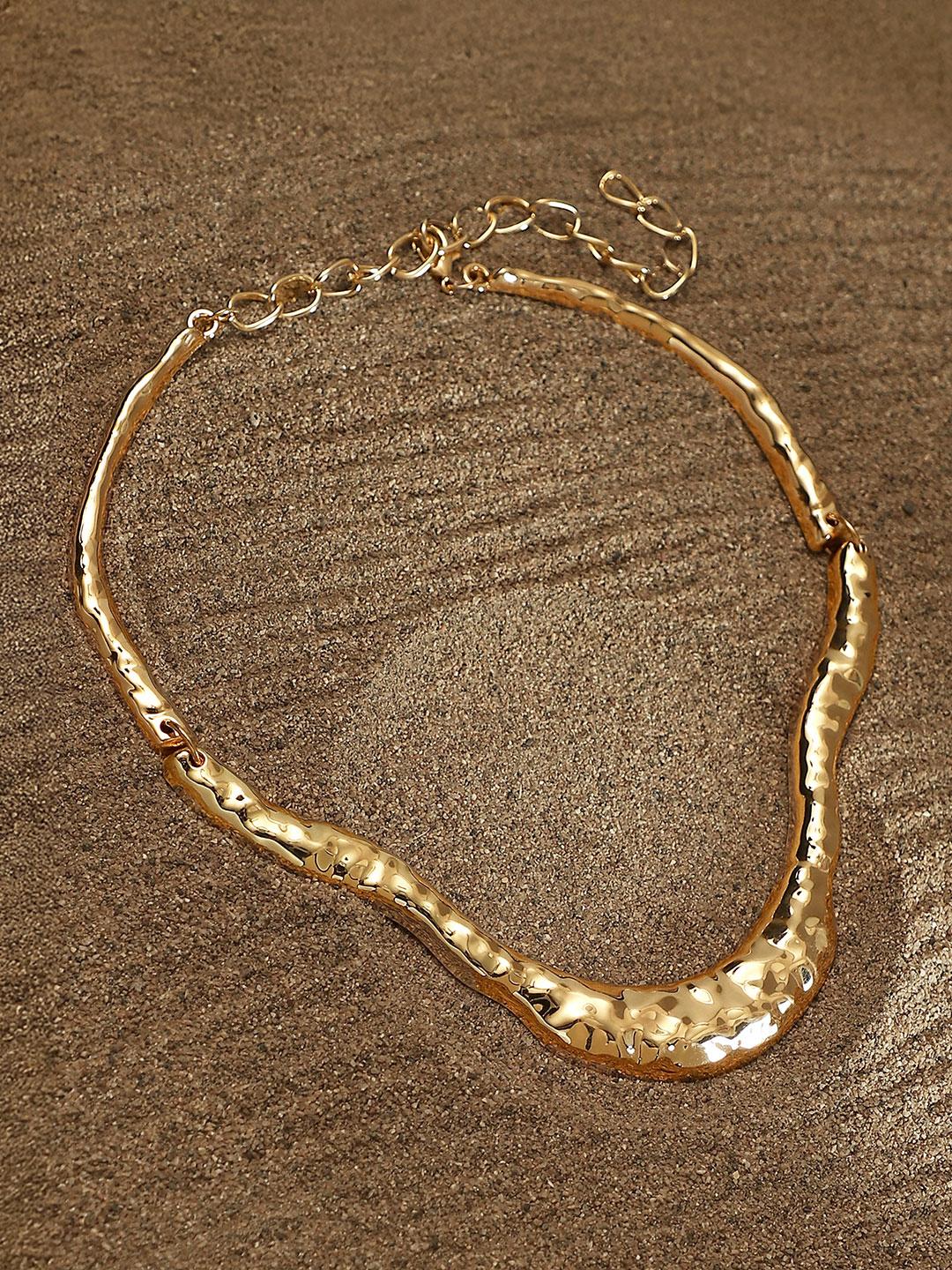 Buy SOHI Gold Plated The Hammered Horn Collar Necklace - Necklace And ...