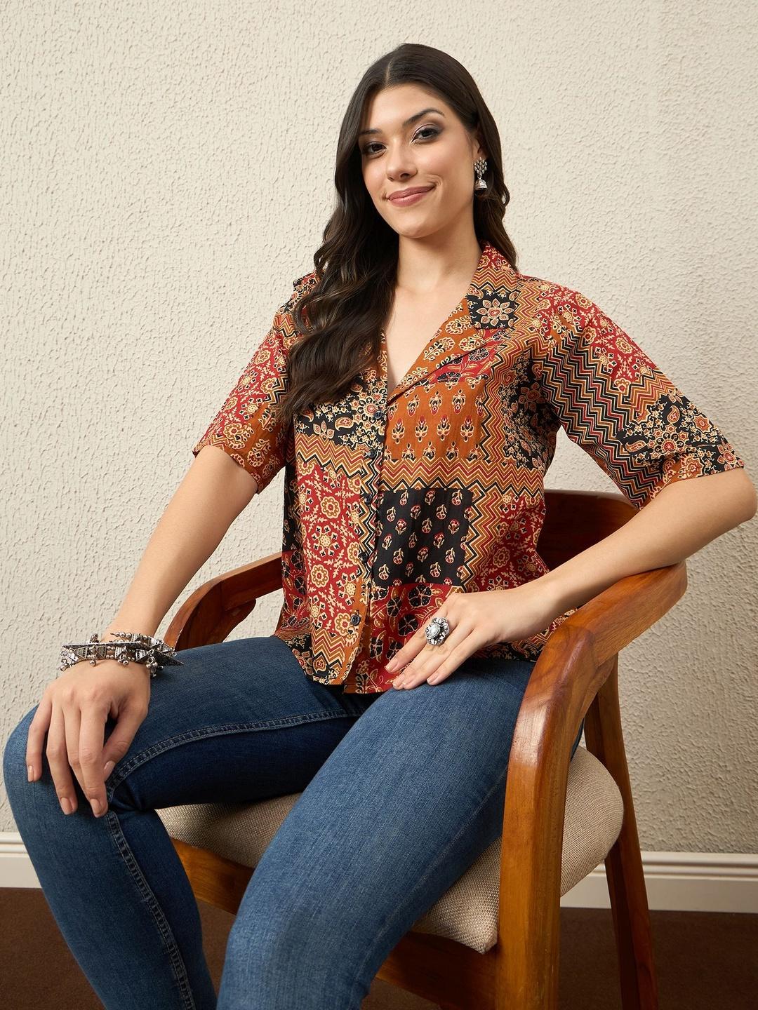 Buy VANSIRI Ethnic Motifs Printed Regular Top - Tops for Women 37024835 ...