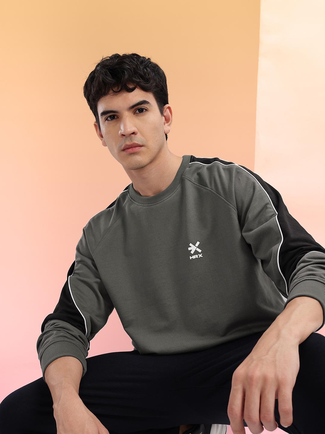 Buy HRX By Hrithik Roshan Colorblocked Detail Relaxed Fit Sweatshirt ...
