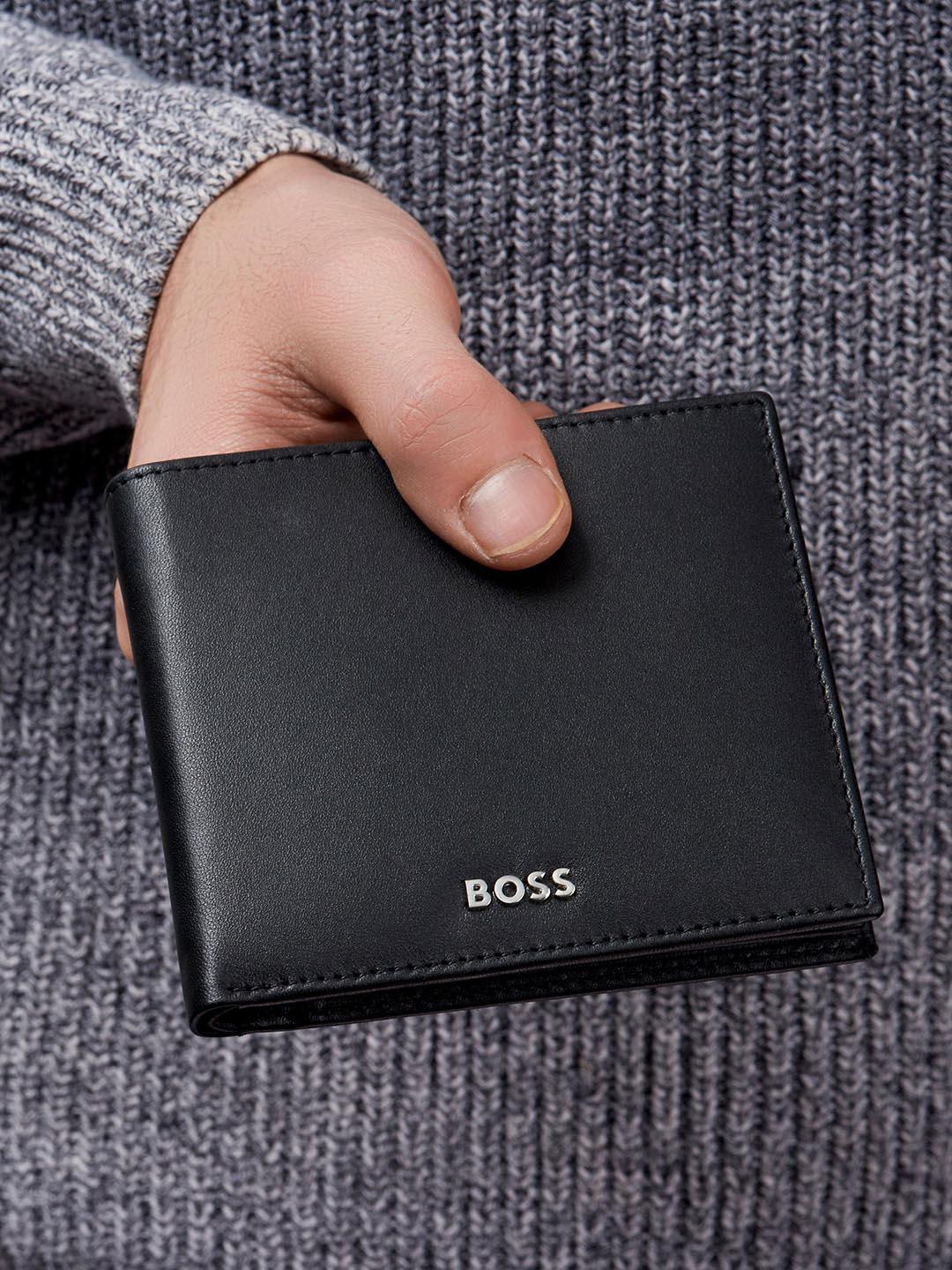 Buy Hugo Boss Men Leather Two Fold Wallet With Flap Classic Smooth ...