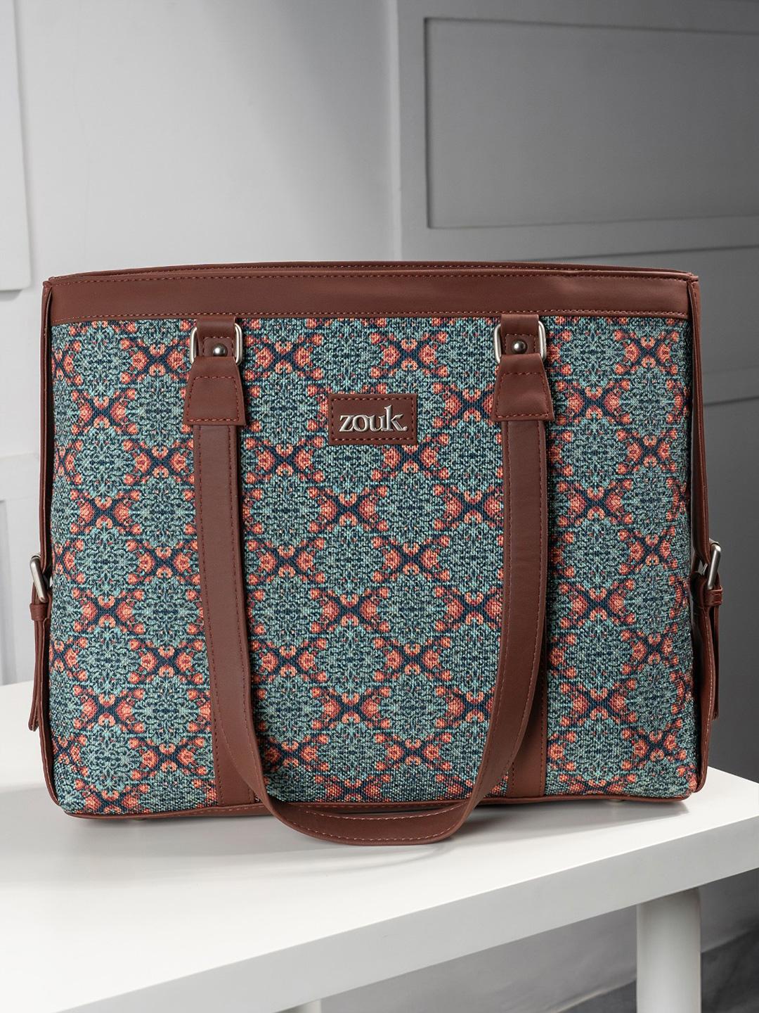 Buy ZOUK Ethnic Motifs Printed Structured Jute Shoulder Tote Bag ...