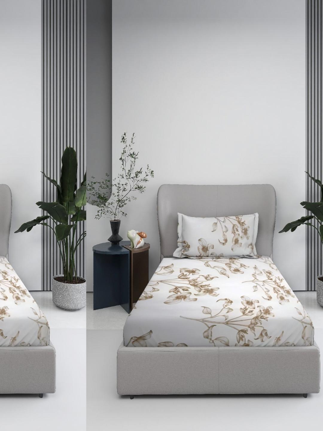 Buy BOMBAY DYEING White 4 Pieces Pure Cotton 180 TC Single Bedsheet ...