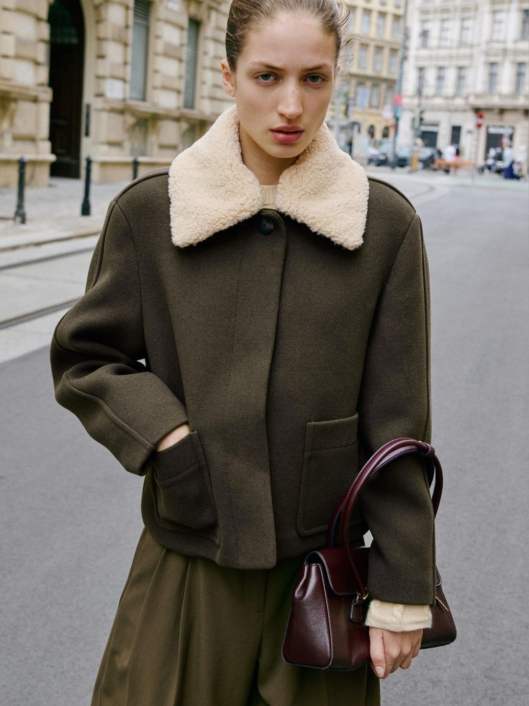 Buy MANGO Faux Fur Detail Tailored Jacket With Detachable Collar ...