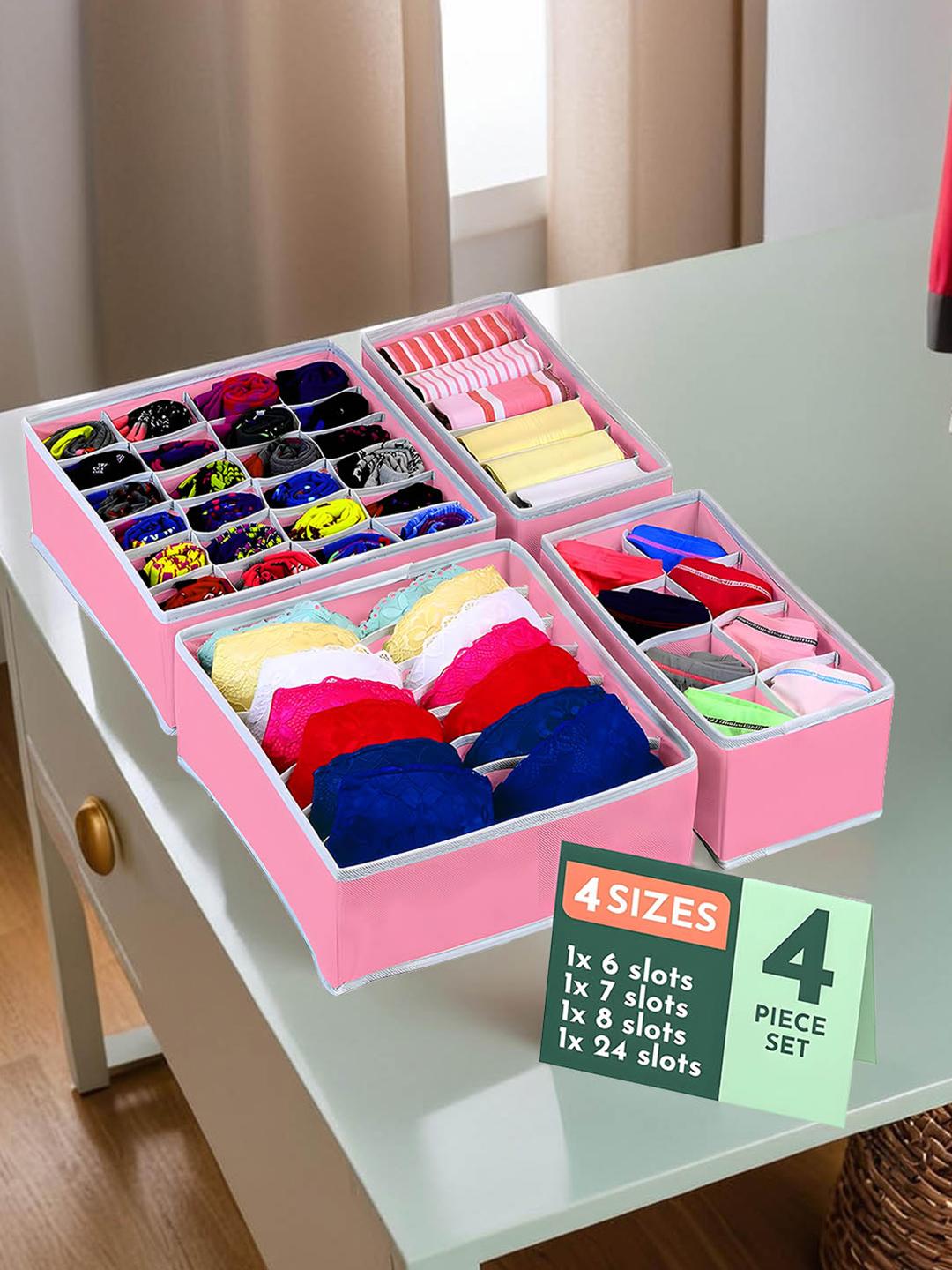 Buy Kuber Industries Pink Set Of 4 Undergarment Reusable Storage Drawer ...