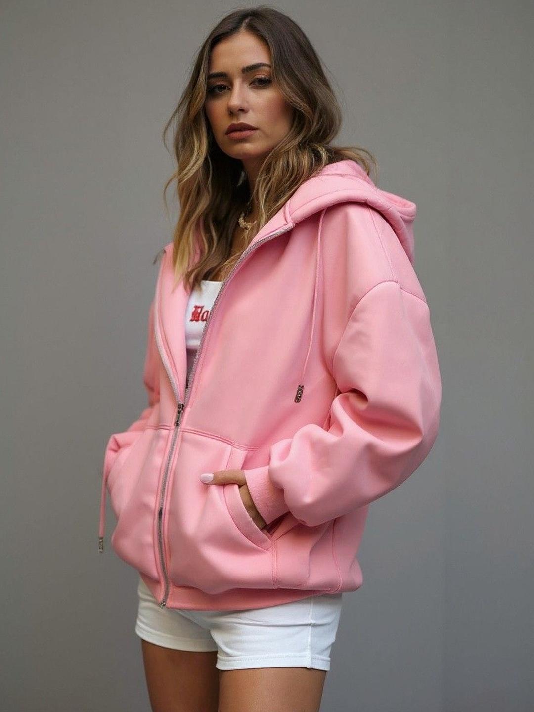 Buy HERE&NOW Long Sleeves Hooded Open Front Jacket - Jackets for Women ...