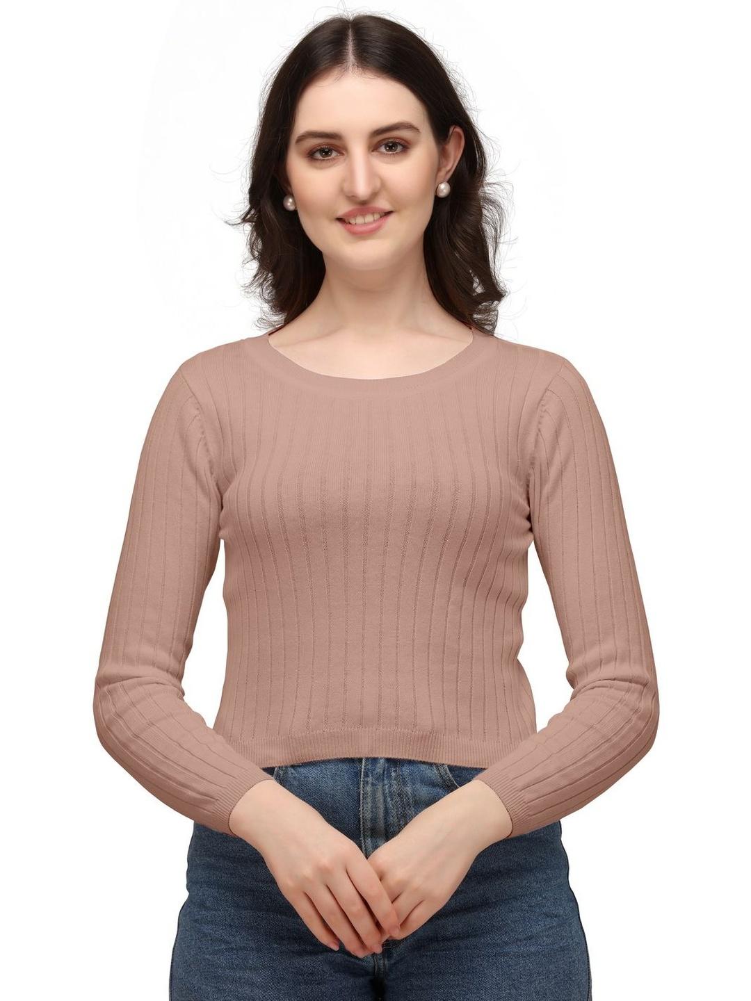 Buy CORSICA Self Design Long Sleeves Cotton Woollen Fitted Crop Top ...