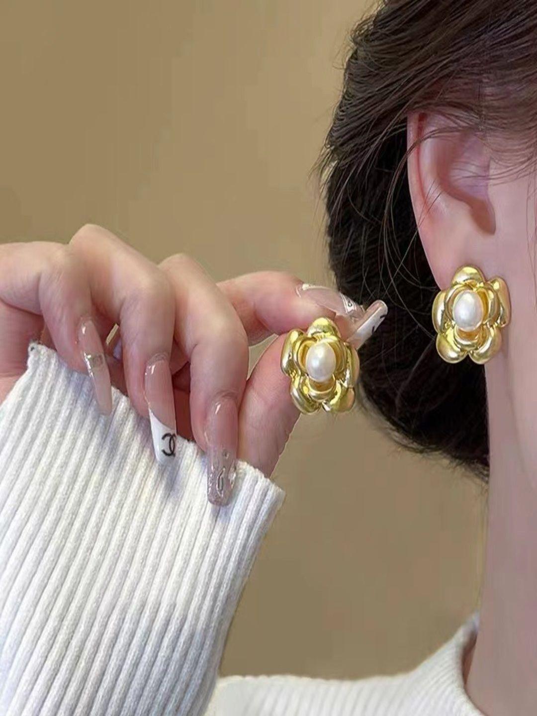 Buy SAPRAA TRENDS Gold Plated Stainless Steel Studs - Earrings for ...