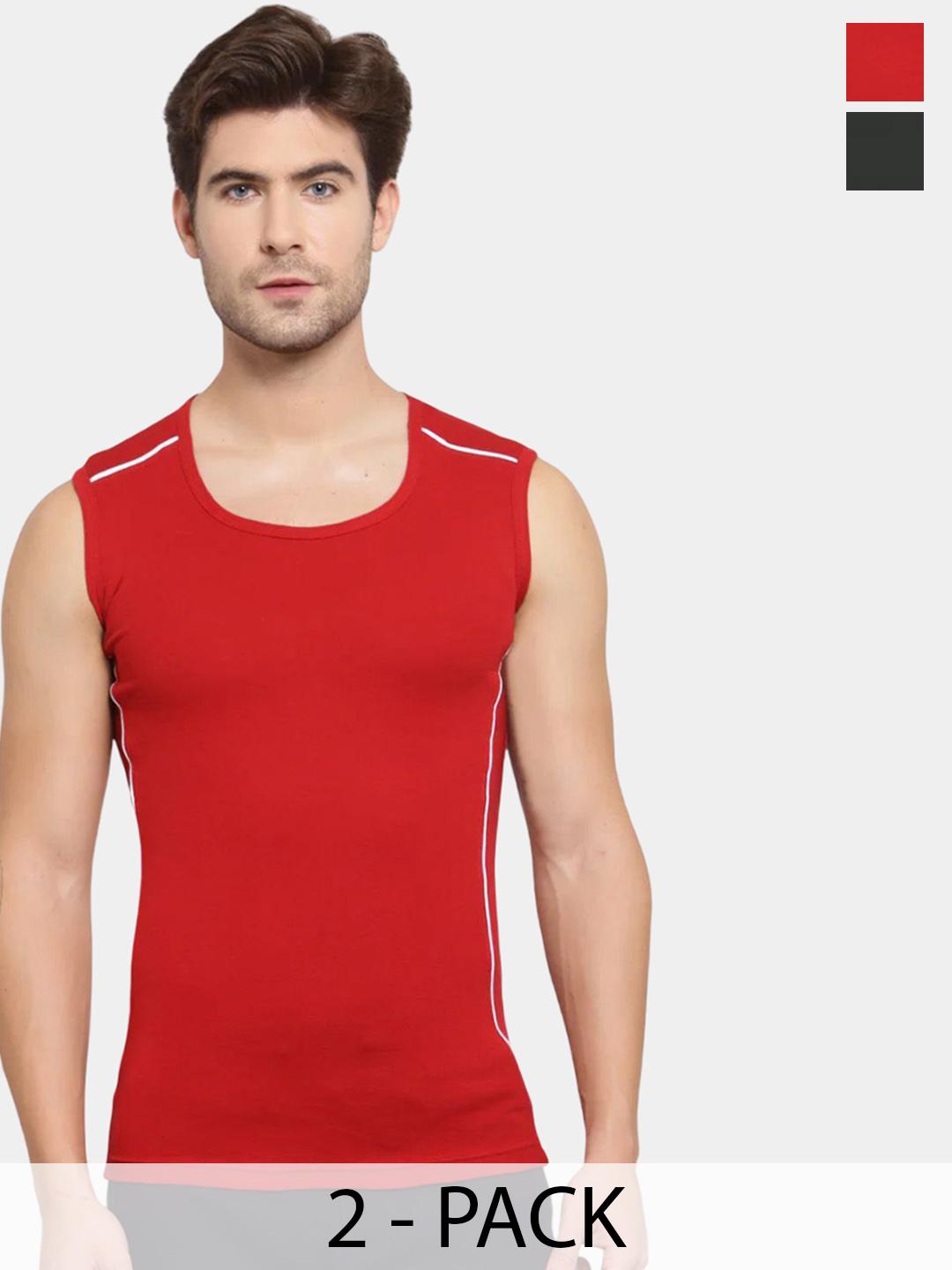 Buy Sporto By Macho Pack Of 2 Cotton Solid Gym Vest - Innerwear Vests ...