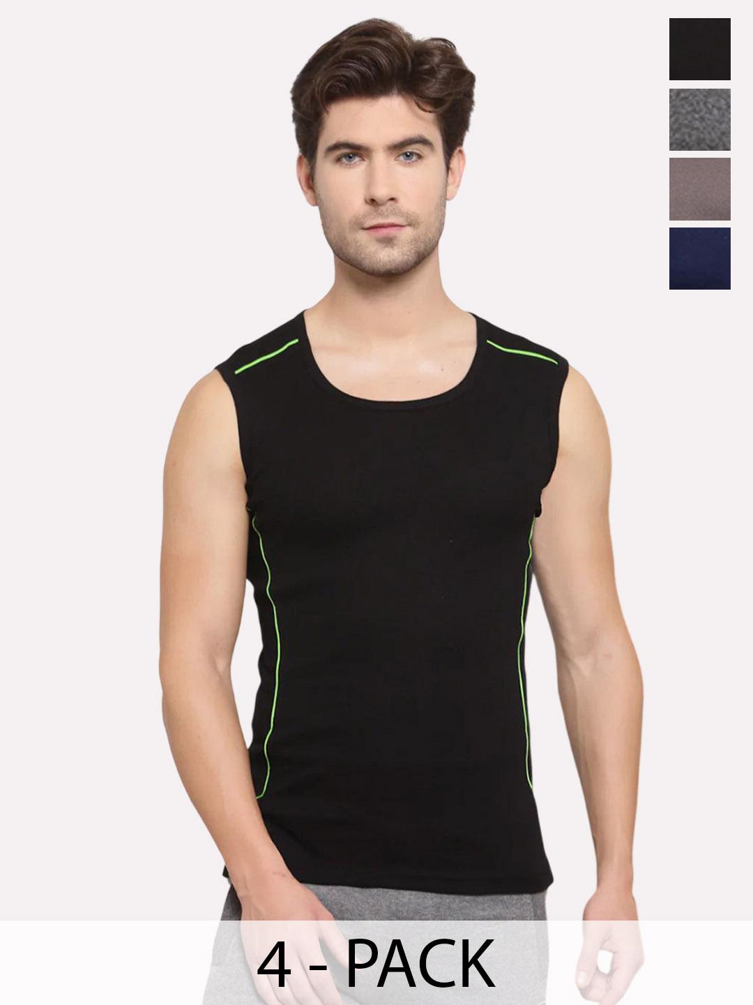 Buy Sporto By Macho Pack Of 4 Cotton Gym Vest - Innerwear Vests for Men ...