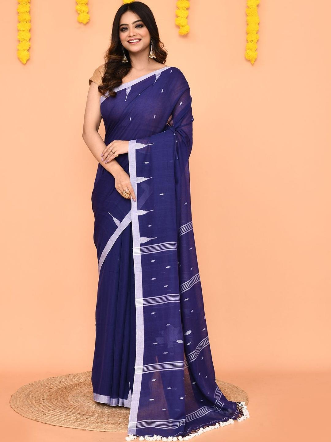 Buy Piyari Fashion Woven Design Pure Cotton Jamdani Saree - Sarees for ...