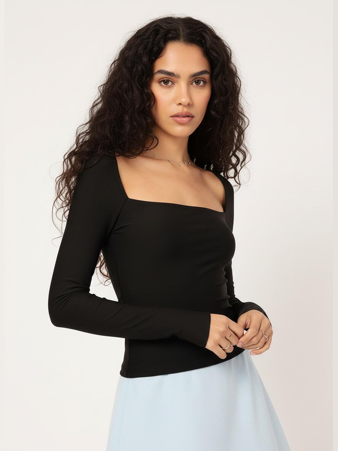 Buy DressBerry X Fwd Effortless Fashionably Square Neck Fitted Top ...