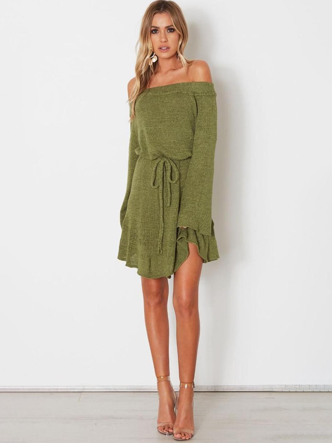 Buy StyleCast Women Off Shoulder Flared Sleeve Blouson Dress - Dresses ...