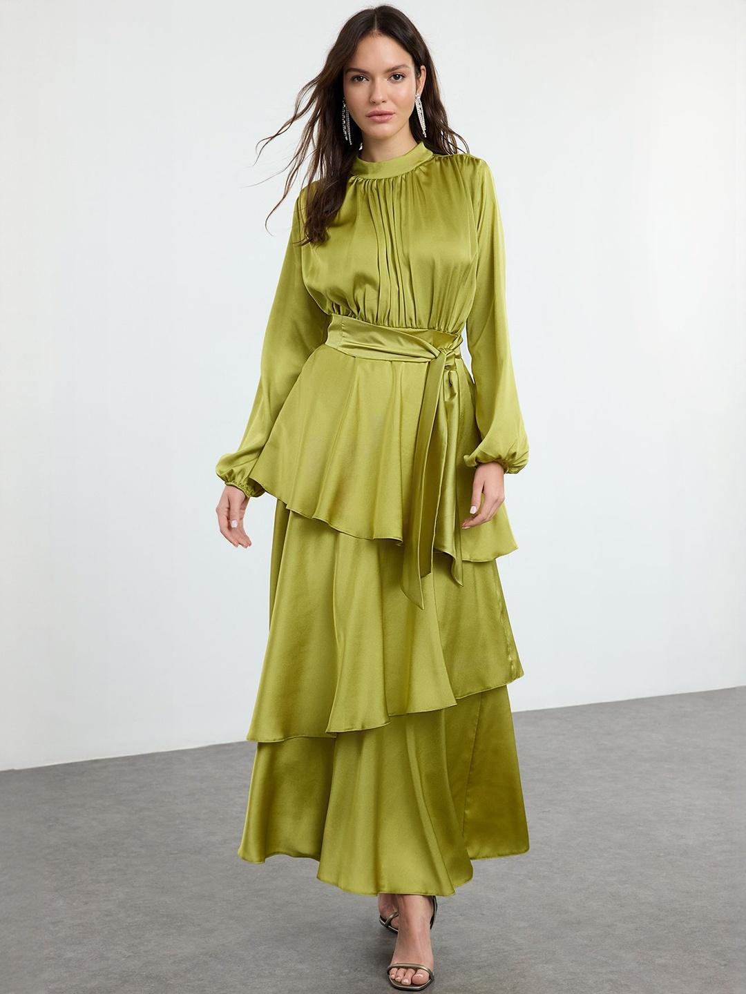 Buy Trendyol Ya Yeil Women Solid Gathered Or Pleated Maxi Dresses ...