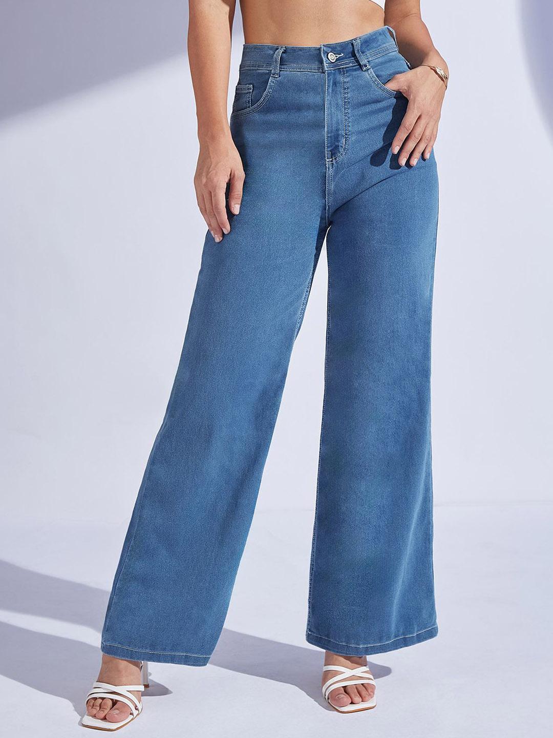 Buy Miss Chase Women Wide Leg High Rise Clean Look Regular Length ...